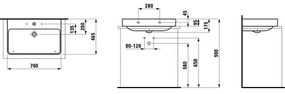 Laufen Pro S Umyvadlo broušené 70 x 46,5 cm, bílá H8169670001041