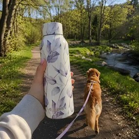 Quokka Solid Grey Bouquet / Nerezová termoláhev / 510 ml / dvouplášťov