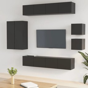 8dílný set TV skříněk černý kompozitní dřevo