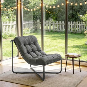 Lounge chair Outdoor Ergonomická zahradní židle s polštářem šetrným k pokožce Široký sedák Ocelový rám Tmavě šedá barva