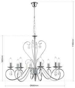 Orion LU 1658/8 - Křišťálový lustr na řetězu ALESSIA 8xE14/40W/230V lesklý chrom