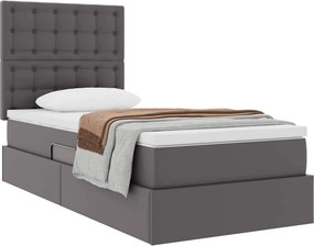 Postel s úložným prostorem s čelo Šedá 100 x 200 cm Umělá kůže 3371655