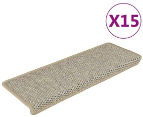 Samolepící nášlapy na schody vzhled sisal 15ks 65x21x4cm zelené 326887
