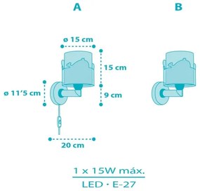 Dalber 61179T - Dětské nástěnné svítidlo WHALE DREAMS 1xE27/15W/230V modrá
