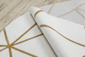 Dywany Łuszczów, Kusový koberec Emerald 1013 cream and gold kruh, 200x200 (průměr) kruh, bílá, ložnice