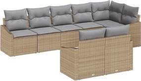 Sada zahradních pohovek 8 ks Béžová a Světle šedá polyratan 3355439