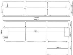 MUZZA Rohová pohovka Umi 295 cm světle zelená