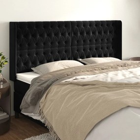 Čelo postele typu ušák černé 183x16x118/128 cm samet 3119978
