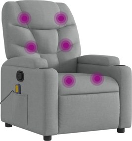 Masážní křeslo s polohovacím mechanismem, světle šedé, látkové 3205612