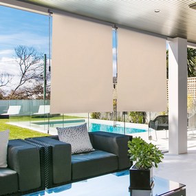 Outsunny Venkovní Rolovací Záclona 2,5 x 1,6 m Skladatelný Vertikální Sluneční Stín s Kličkou, Hliník a Polyester 280 g/m² UV50+ Ochrana pro Balkon, …