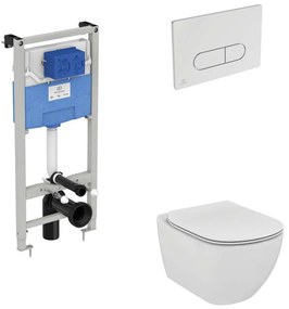 Ideal Standard ProSys - Set předstěnové instalace ProSys, klozetu a sedátka Tesi, tlačítka Oleas M1, Aquablade, SoftClose, chrom R038901