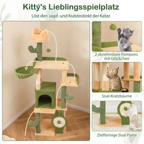 Costway Cat tree kaktus 160 cm kočičí strom s kočkou jeskynní kočičí škrabadlo