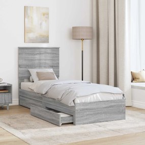 Postel s úložným prostorem se zásuvkou Šedá Sonoma 75 x 190 cm 3411262