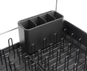 Černý nastavitelný plastový odkapávač 35,5x38 cm Extend Steel Plus – Joseph Joseph