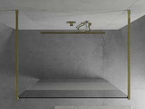 Mexen Kioto, průchozí sprchová zástěna 140 x 200 cm, 8mm čiré sklo/námraza, 2x zlatá stabilizační rozpěra, 800-140-002-50-35
