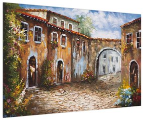 Obraz malované středomořské uličky (90x60 cm)