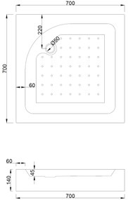 Mexen Rio čtvercový sprchový kout 70 x 70 cm, Vzor jinovatky, Chromovaná + sprchová vanička Rio, Bílá - 860-070-070-01-30-4510