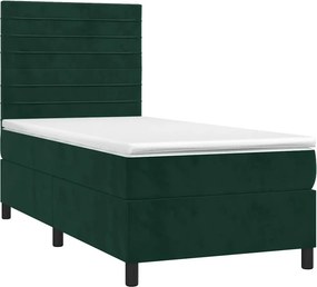 Box spring postel s matrací tmavě zelená 80 x 200 cm samet 3143052