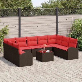 Set pohovek 10 ks Hnědá [Syntetika]: Poly Ratan 3346214