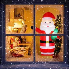 Outsunny Nafukovací Santa Claus, 243 cm, s jasným LED světlem, vánoční dekorace pro vnitřní i venkovní použití, červená