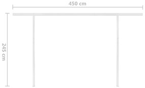 Ručně zatahovací markýza se sloupky 4,5 x 3 m modrobílá,  3069956