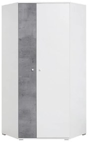 Rohová šatní skříň Sigma SI2, bílý lux/beton