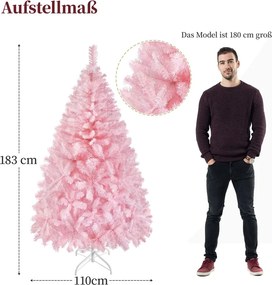 Umělý vánoční stromek Yaheetech – růžová, 154 cm (267364081065)