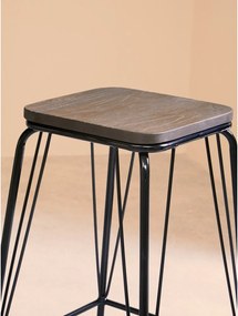 Černá/hnědá stolička z jilmového dřeva District – Premier Housewares