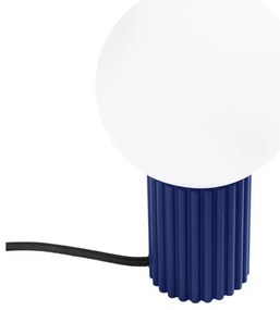 Tmavě modrá stolní lampa se skleněným stínidlem (výška 19 cm) Orbital – Sollux