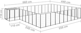 vidaXL Psí kotec 25,41 m² ocel [3082235] Barva: Černá