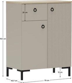 Kondela Komoda, šedohnědá Taupe/dub silverjack, DOMCA 2D1S