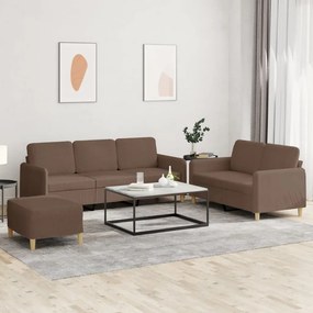 3dílná sedací souprava s poduškami hnědá textil 3202129