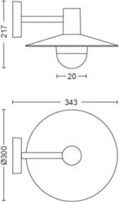 Venkovní nástěnné svítidlo Philips Skua 17382/30/PN E27 42W IP44