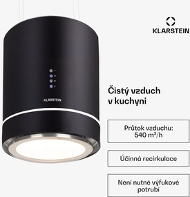 Klarstein Tron Ambience, digestoř, 38 cm, ostrůvková, 540 m³/h, LED, černá