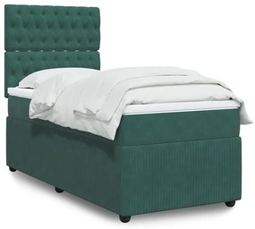 Box spring postel s matrací tmavě zelená 100x200 cm samet 3292271
