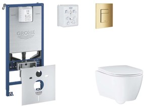 Grohe Rapid SLX - Set předstěnové instalace, klozetu, sedátka SoftClose a tlačítka Skate Cosmopolitan, Cool Sunrise SANI11BB4117