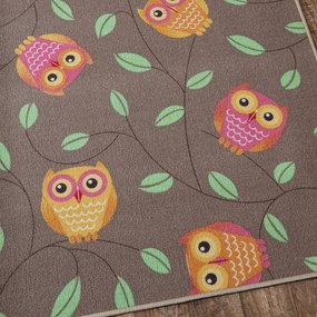 AladinWorld Expres, Dětský kusový koberec Little Owls, 100x200, hnědá, dětský pokoj