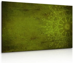 Obraz zelená mandala na zdi Velikost (šířka x výška): 90x60 cm