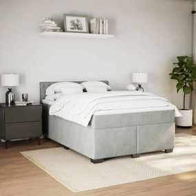 Box spring postel s matrací světle šedá 160x200 cm samet 3286360
