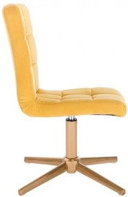 Židle TOLEDO VELUR na zlatém kříži - žlutá