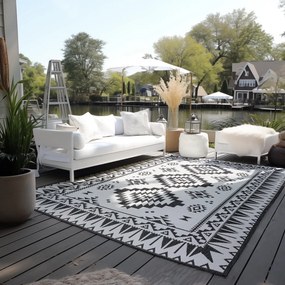 ELLE Decoration, Kusový koberec Gemini 106019 Black z kolekce Elle – na ven i na doma, 80x150, černobílá, chodba / předsíň