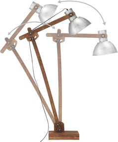 Stojací lampa stříbrná masivní mangovníkové dřevo E27 320579