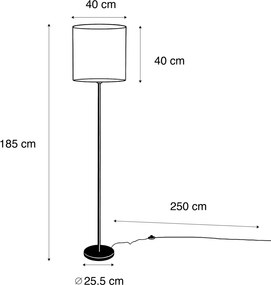 Stojací lampa černá s hnědým sametovým stínítkem 40 cm - Simplo
