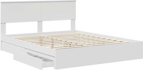 Postel s úložným prostorem Bílá 160 x 200 cm Kompozitní dřevo 3410777