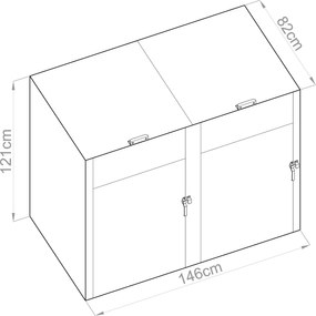 Přístřešek na popelnice G21 146x121x82 cm, antracitový plechový [63900855]
