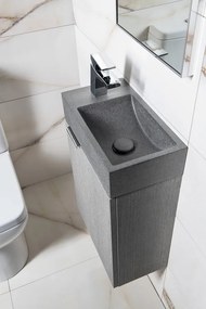 Sapho, CREST L betonové umyvadlo včetně výpusti, 40x22 cm, černý granit, AR403