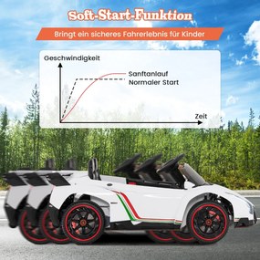 Costway Dětské elektrické auto Lamborghini s dálkovým ovládáním a LED – bílý