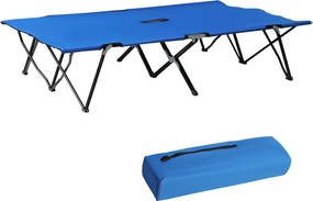 Outsunny Skládací Kempovací Postel pro 2 Osoby, Dvojitá Kempovací Postel s Nosností až 136 kg, Ocelový Oxford Modrá+Černá 193 x 125 x 40 cm | Aosom