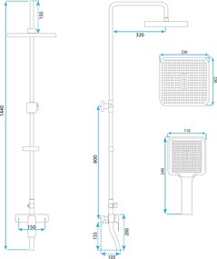 Rea Argus, sprchový set s vanovou výlevkou, měděná matná, REA-P3001