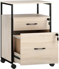 Vinsetto kancelářská skříňka do kanceláře se 2 zásuvkami a kolečky pro dopisy A4 44x40x66,5 cm, přírodní dřevo
